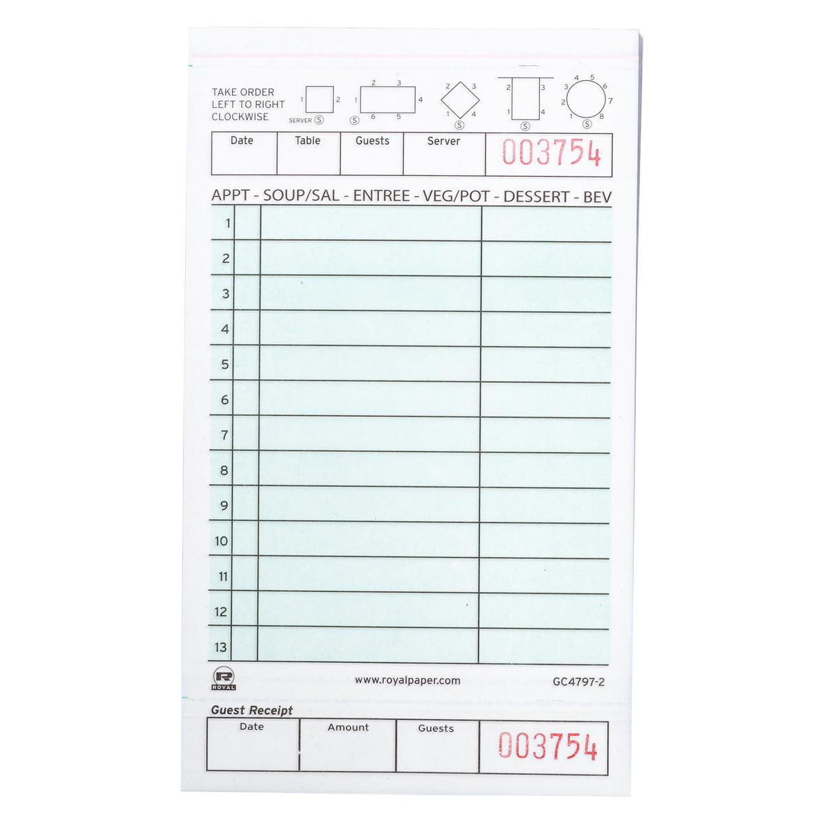 Hawaii/Alaska 2-PartCarbonless Green GC4797L Guest Checks - 2,000 Loose ...