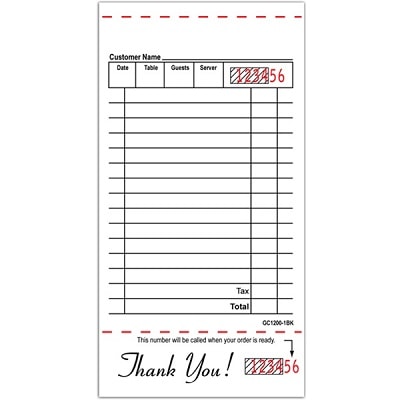 1 Part Server Order Pads GC1200, Perforated Stub, 10,000 Checks | # ...