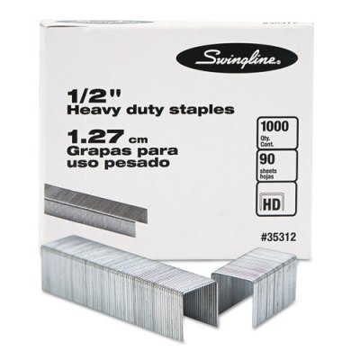 Swingline Heavy-Duty Staples 1/2" Leg, 90-Sheet Capacity, 1000/Box | # ...